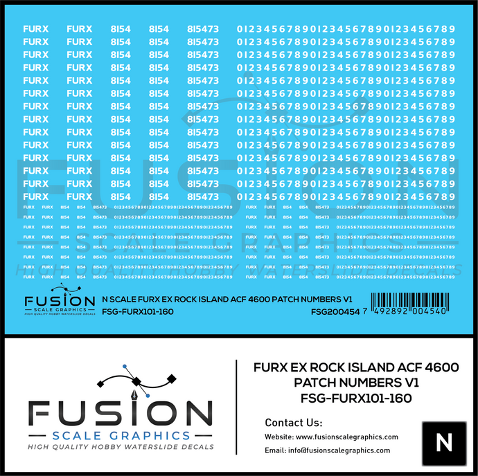 N Scale FURX Ex Rock Island Acf 4600 Patch Numbers V1 Decal Set – Train ...